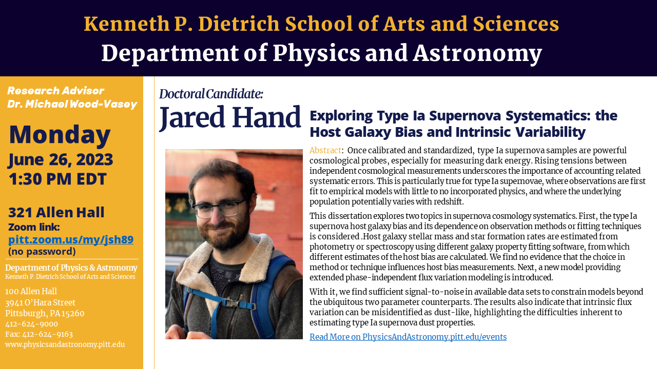 PhD Defense: Jared Hand "Exploring Type Ia Supernova Systematics: the Host Galaxy Bias and ...